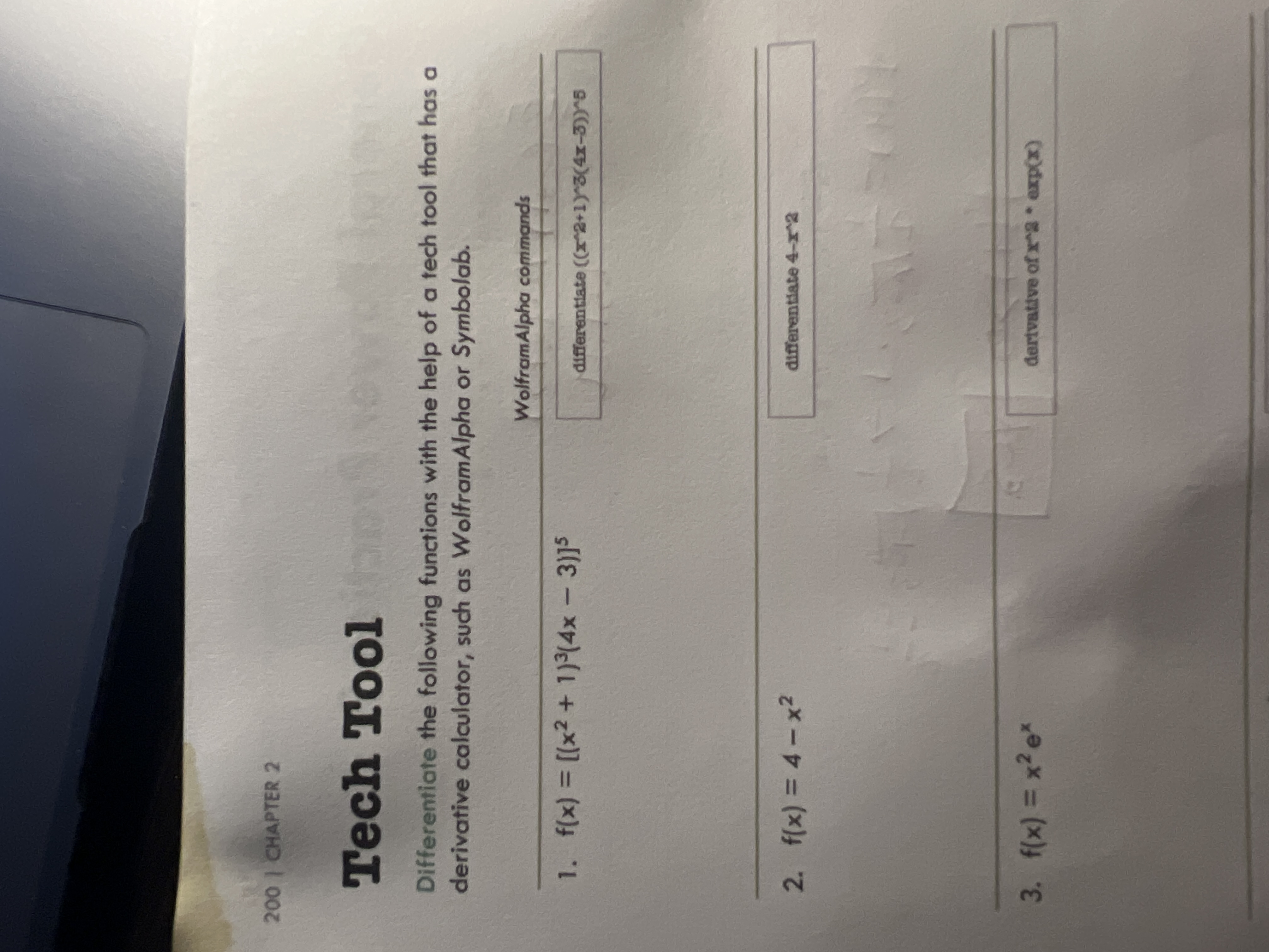 Solved 2001 ﻿CHAPTER 2Tech ToolDifferentiate the following | Chegg.com