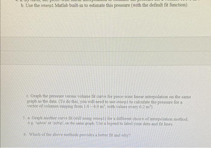 Solved 5. a. Graph another curve fit (still using interp1) | Chegg.com