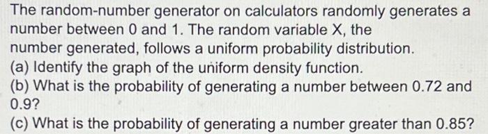 Solved The random-number generator on calculators randomly | Chegg.com