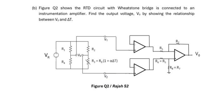 Solved b) Figure Q2 shows the RTD circuit with Wheatstone | Chegg.com