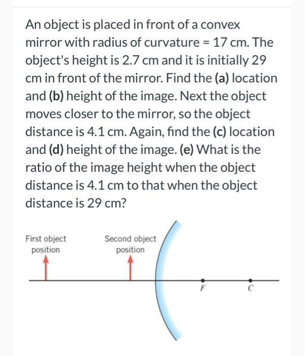 Solved An object is placed in front of a convex mirror with | Chegg.com