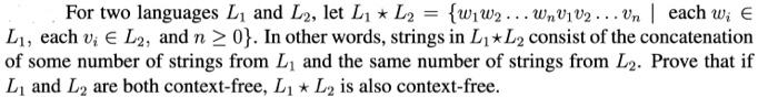 Solved For two languages L1 and L2, let | Chegg.com