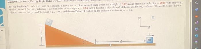 Solved (11\%) Problem 3; Abos of mass m is initially at rest | Chegg.com