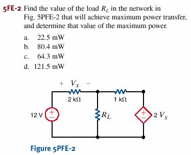 Solved Find the value of the load RL, in the network in Fig. | Chegg.com