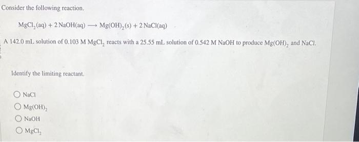 Solved Consider the following reaction. | Chegg.com