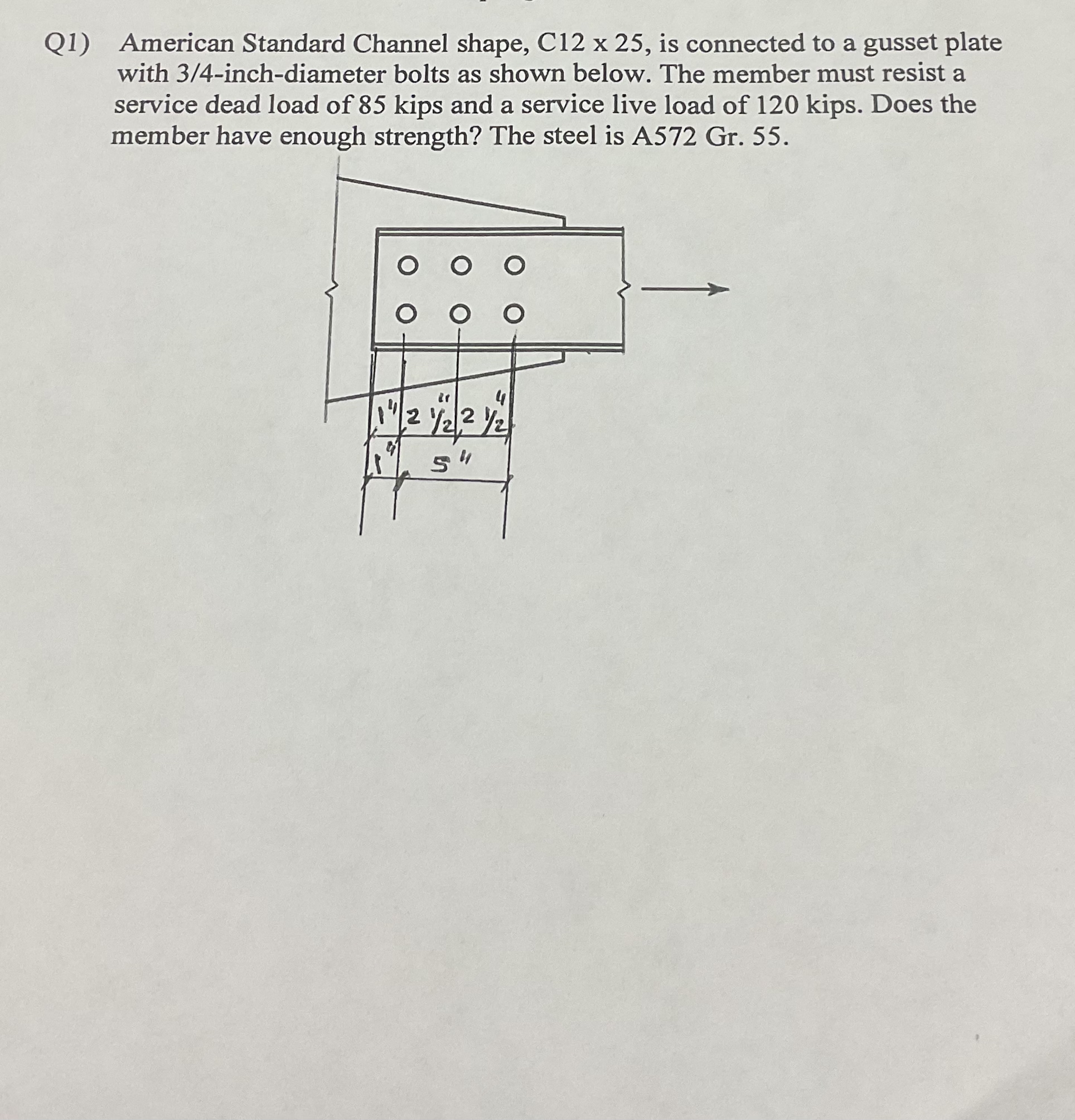 Solved Q1) ﻿American Standard Channel shape, C12 ×25, ﻿is | Chegg.com