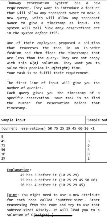 Solved 'Runway reservation system' has a new requirement. | Chegg.com