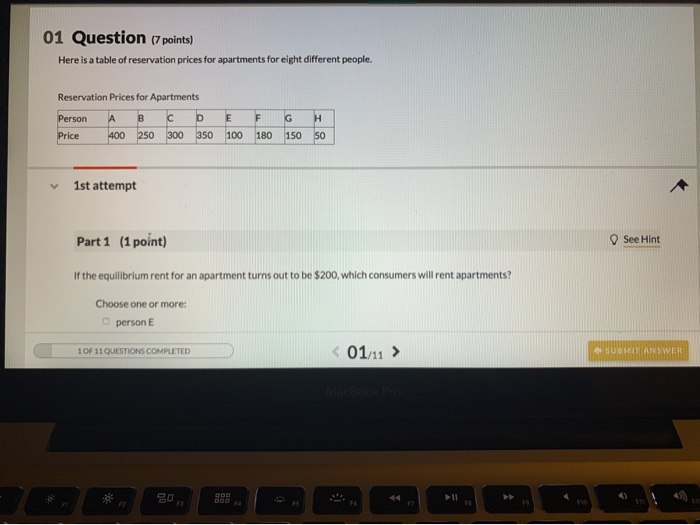 Solved 01 Question (7 points) Here is a table of reservation | Chegg.com