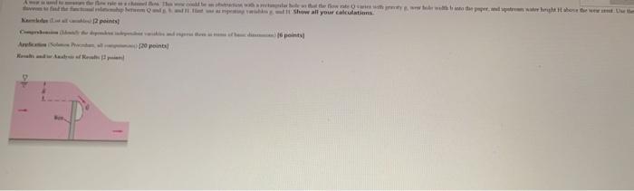 Solved A weir is used to measure the flow rate in a channel | Chegg.com