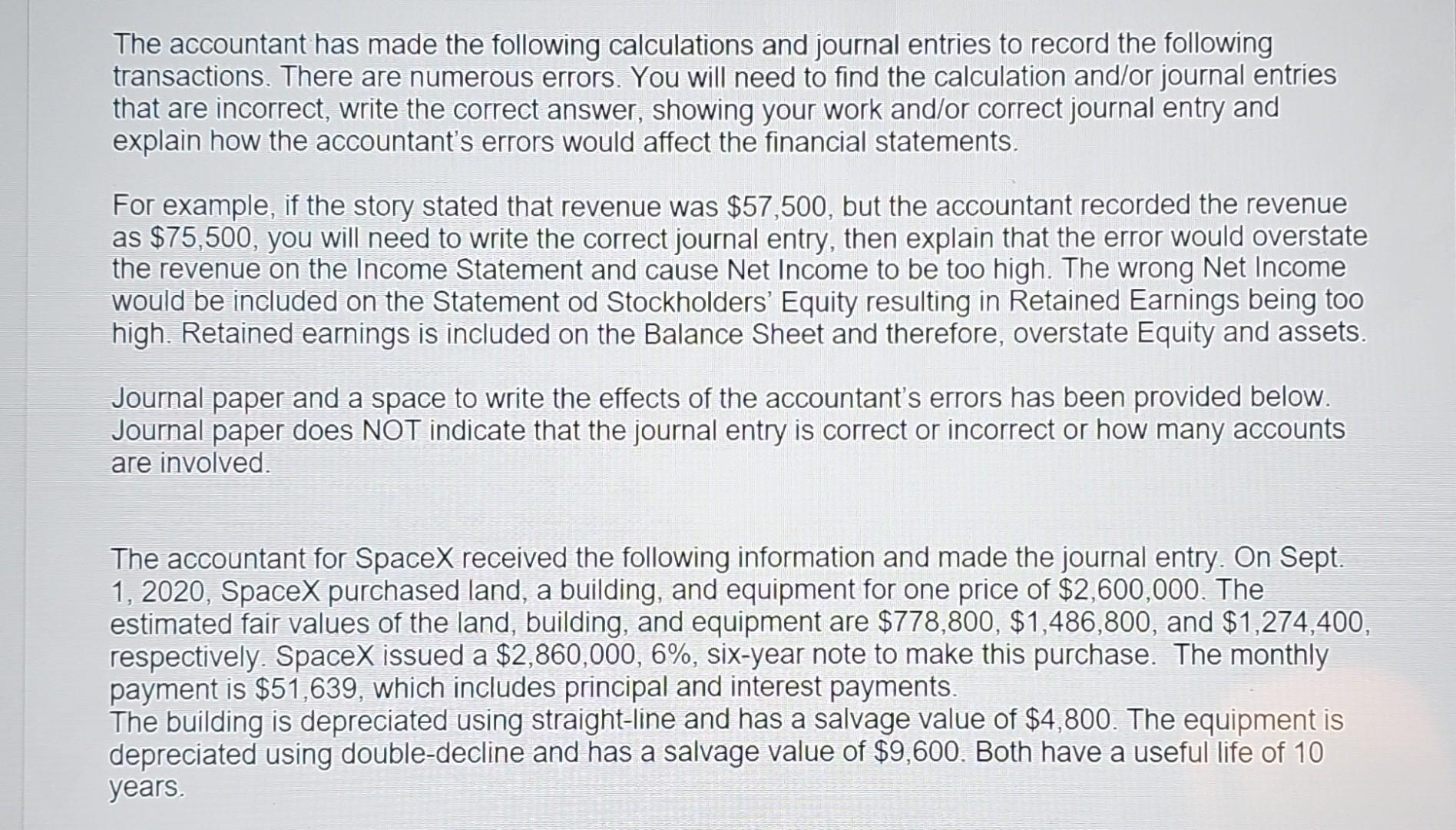 Solved The accountant has made the following calculations | Chegg.com