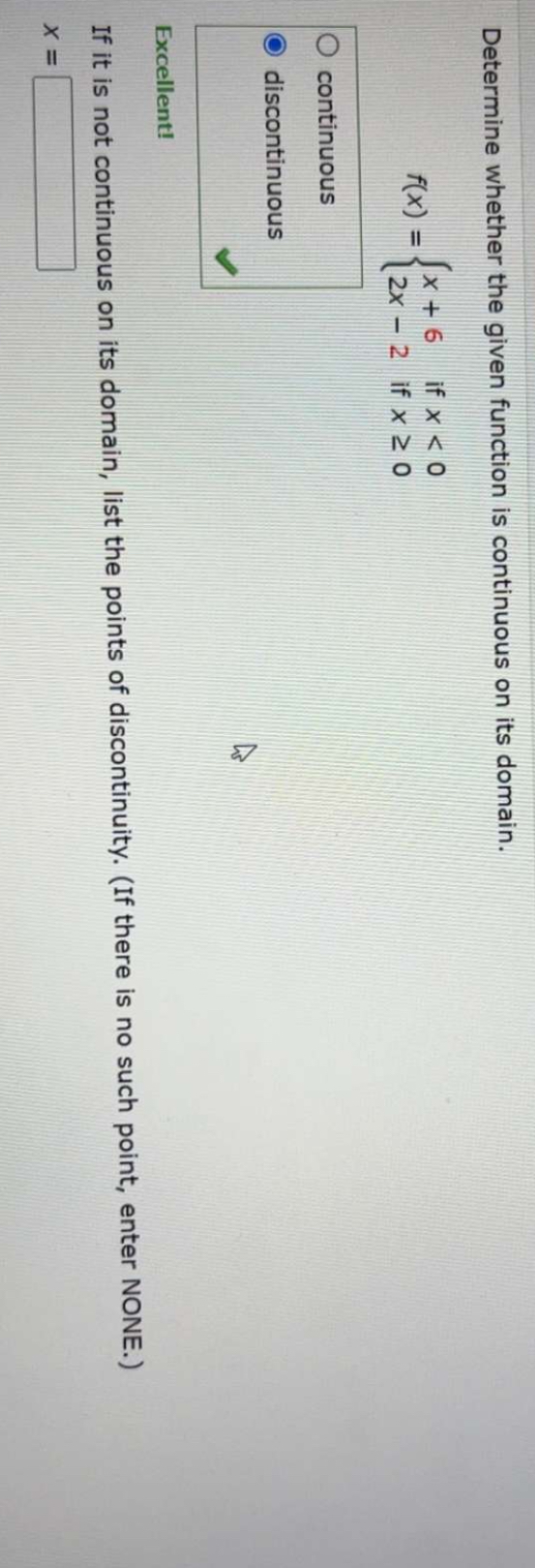 Solved Determine whether the given function is continuous on | Chegg.com