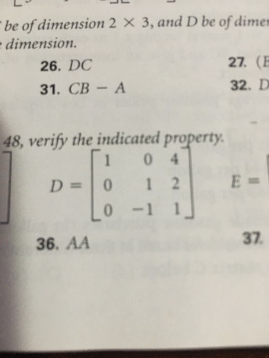 Solved be of dimension 2 X 3, and D be of dimen e dimension. | Chegg.com