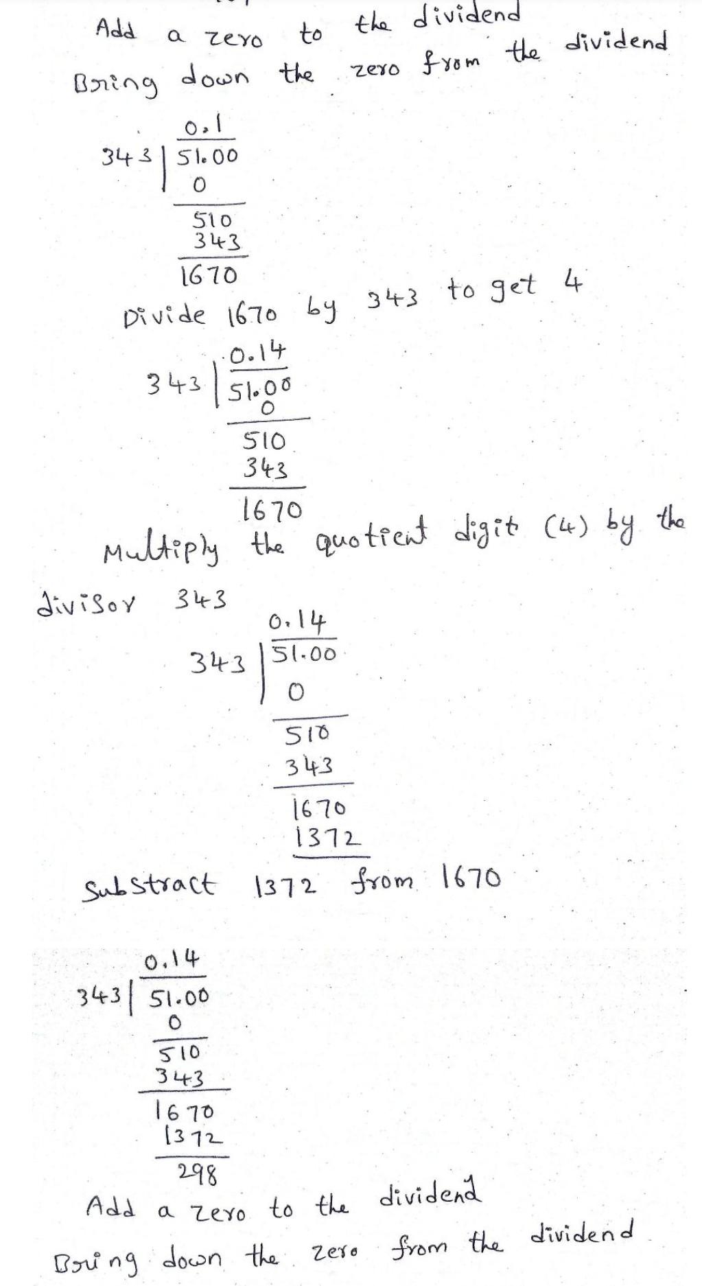 Solved 51 343 Soln Divide si by 343 to get o 343 Multiply | Chegg.com
