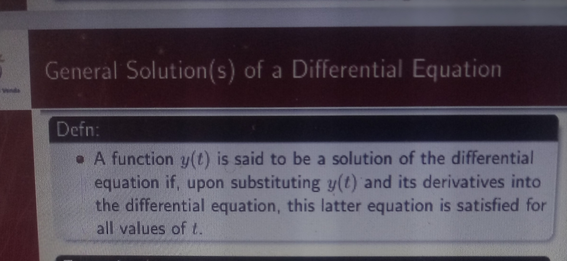 Solved General Solution(s) ﻿of a Differential EquationDefn:A | Chegg.com