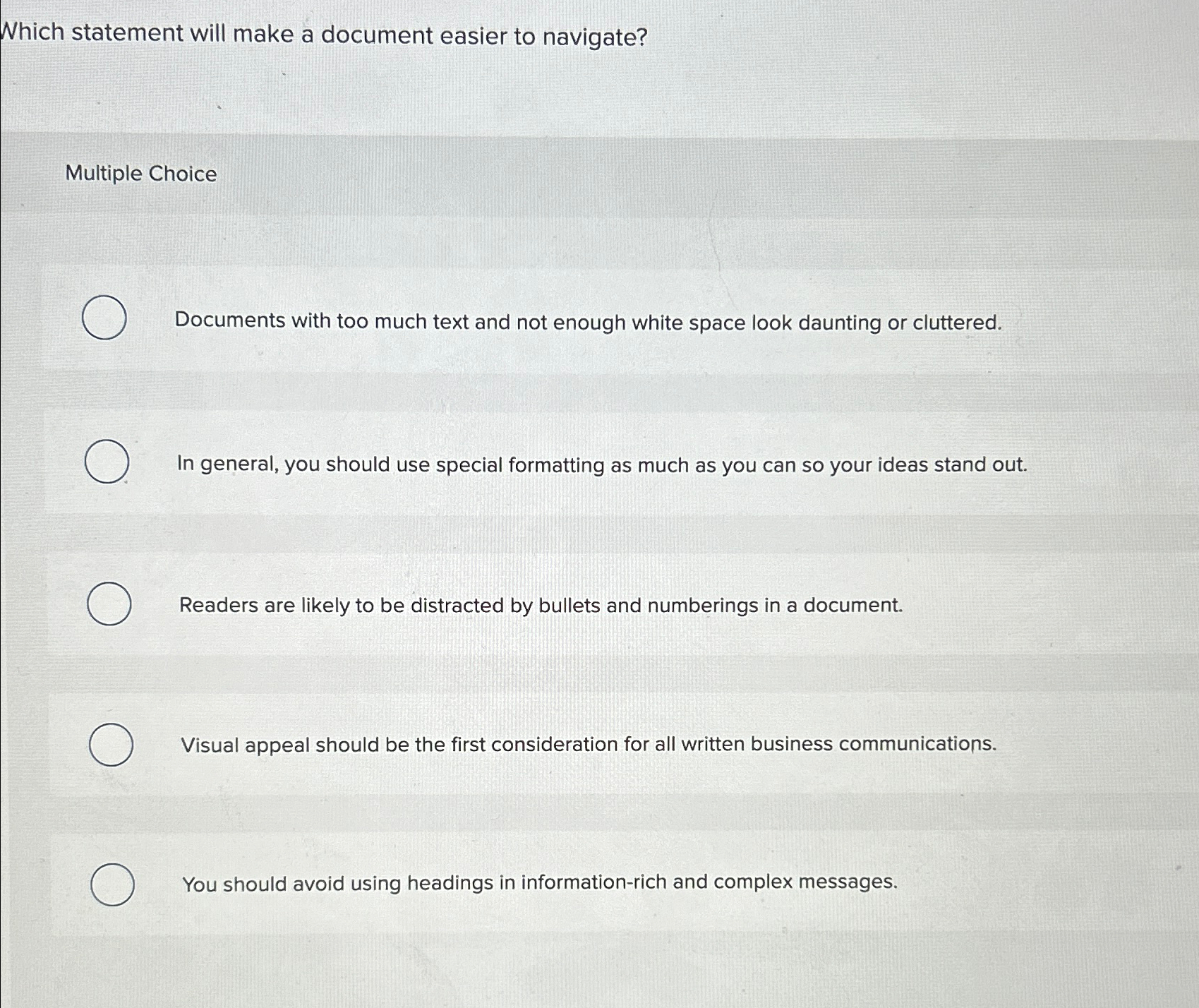 Solved Which statement will make a document easier to | Chegg.com