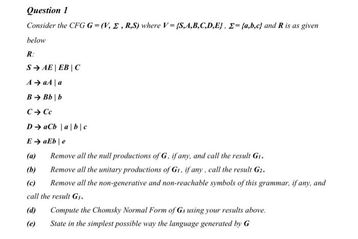 Solved Consider the CFGG=(V,Σ,R,S) where | Chegg.com