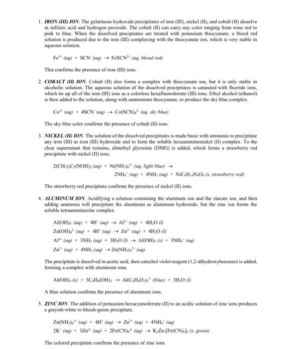 Solved Qualitative Analysis of Group III Cations You will | Chegg.com