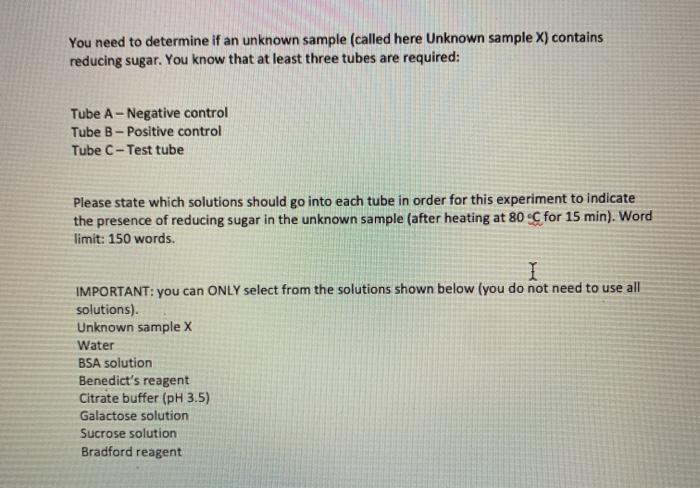 Solved You need to determine if an unknown sample (called | Chegg.com