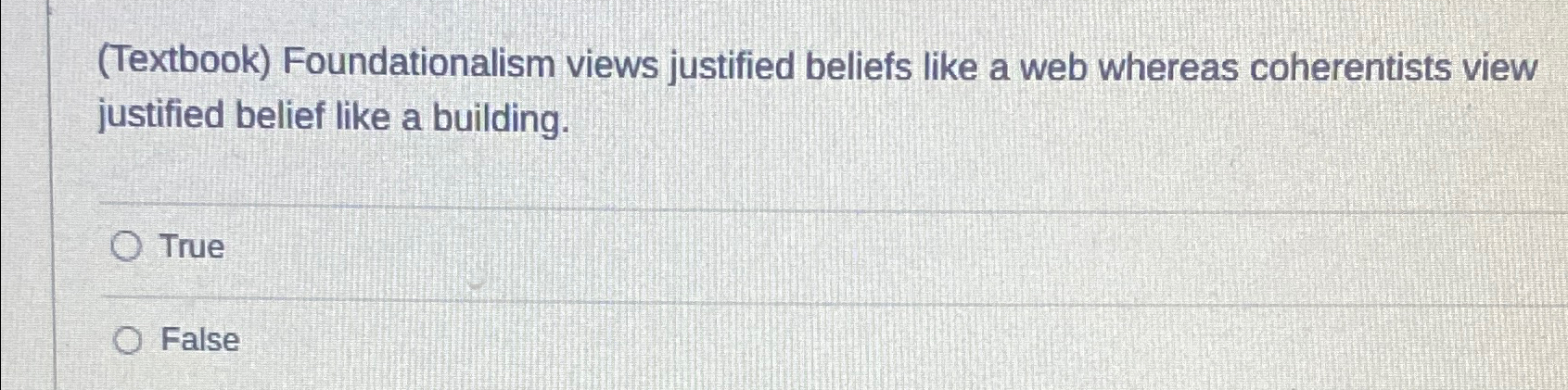 Solved (Textbook) ﻿Foundationalism views justified beliefs | Chegg.com