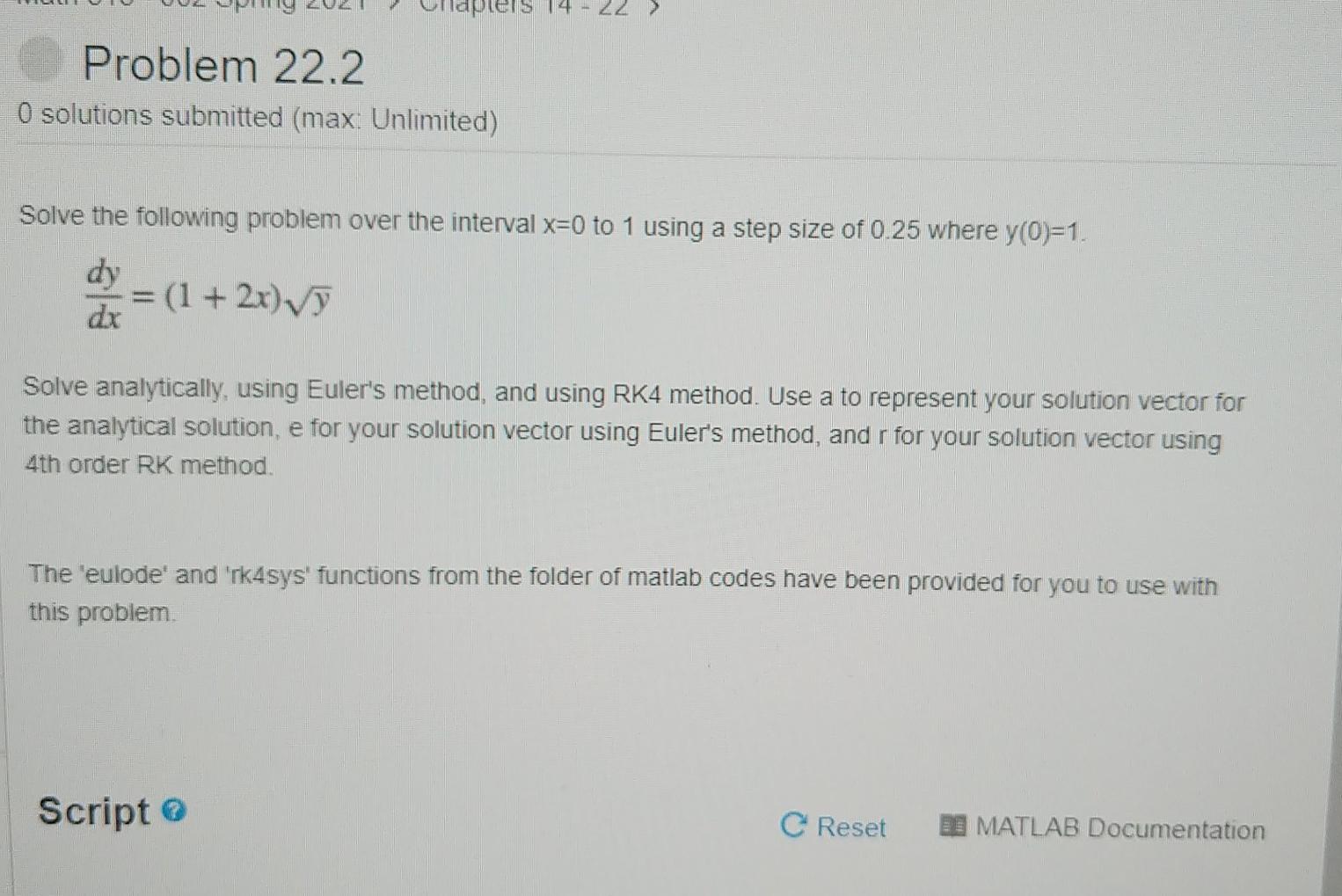 Solved Script C Reset Eb Matlab Documentation 1 Run Script