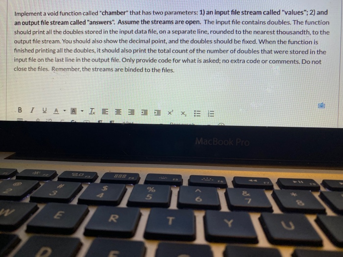 Solved Implement avoid function called "chamber" that has | Chegg.com