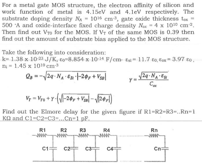 Solved For a metal gate MOS structure, the electron affinity | Chegg.com
