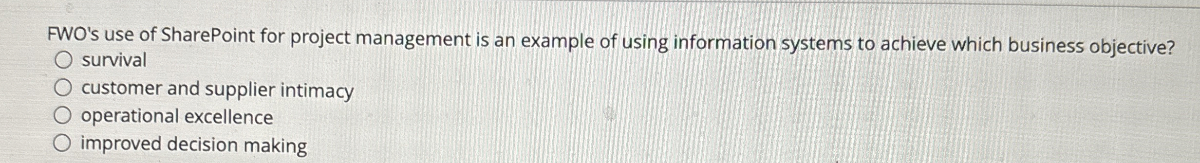 Solved FWO's use of SharePoint for project management is an | Chegg.com