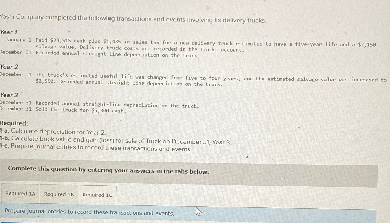 Solved Yoshi Company completed the following transactions | Chegg.com