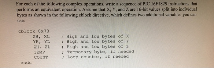 Microprocessor Sys. questionGiven two 8-bit variables | Chegg.com
