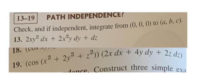 Solved 13-19 PATH INDEPENDENCE? Check, and if independent, | Chegg.com