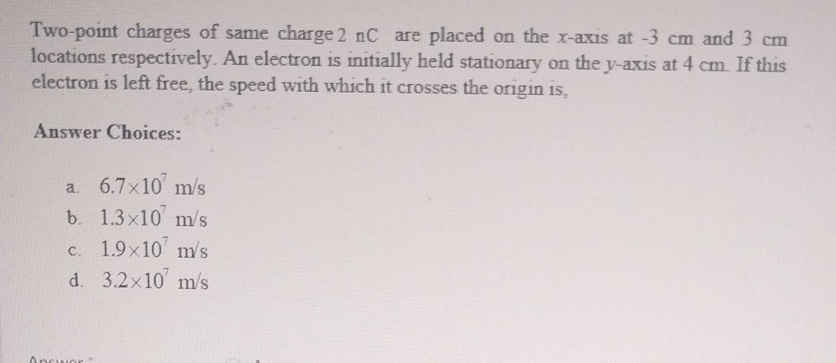 Solved Two-point charges of same charge 2nC are placed on | Chegg.com