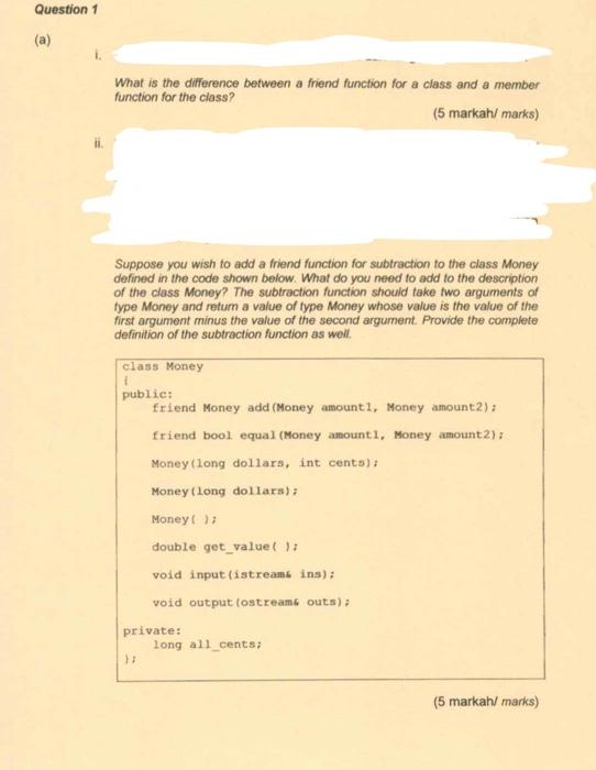 Solved What is the difference between a friend function for | Chegg.com