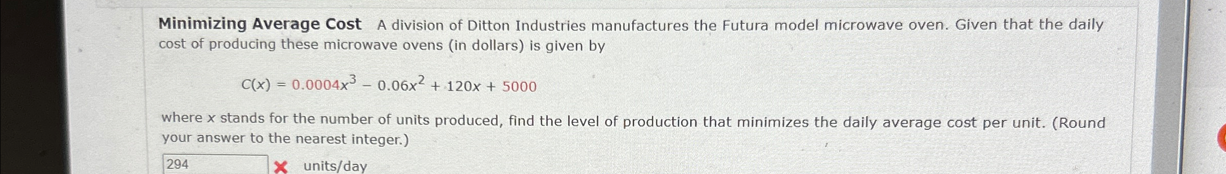 Solved Minimizing Average Cost A division of Ditton | Chegg.com