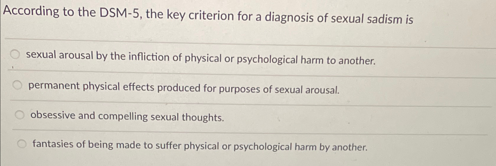 Solved According to the DSM-5, ﻿the key criterion for a | Chegg.com