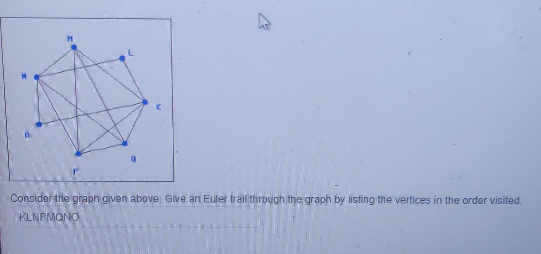 Solved Consider The Graph Given Above Give An Euler Trail 2535
