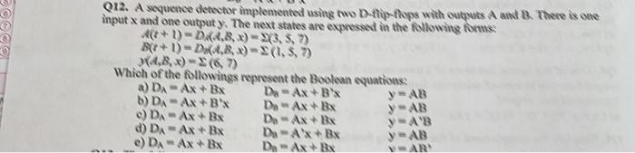 Q12. A sequence detector implemented using two | Chegg.com