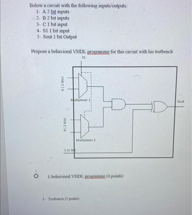 Solved a Below a circuit with the following inputs/outputs: | Chegg.com
