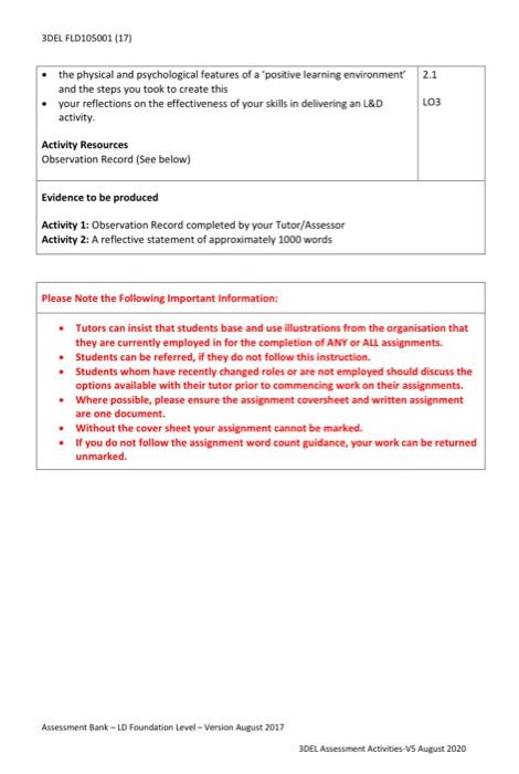 3DEL_Assessment_Act-Studen... 3DEL FLD105001(17) CIPD | Chegg.com