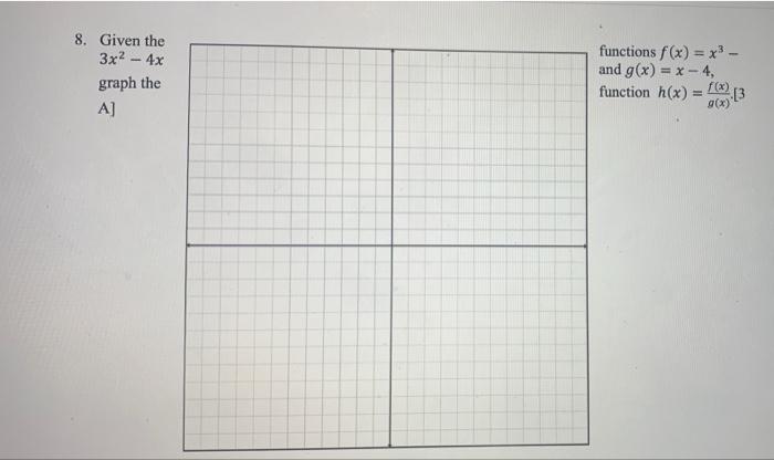 Solved 8. Given the 3x2 - 4x graph the A] functions f(x) = x | Chegg.com