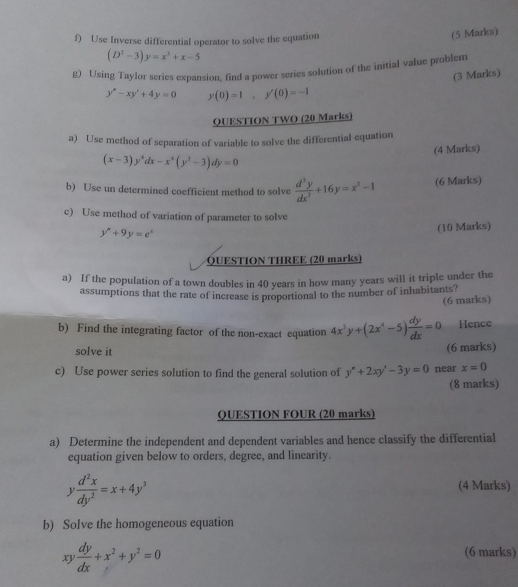Solved f) ﻿Use Inverse differential operator to solve the | Chegg.com