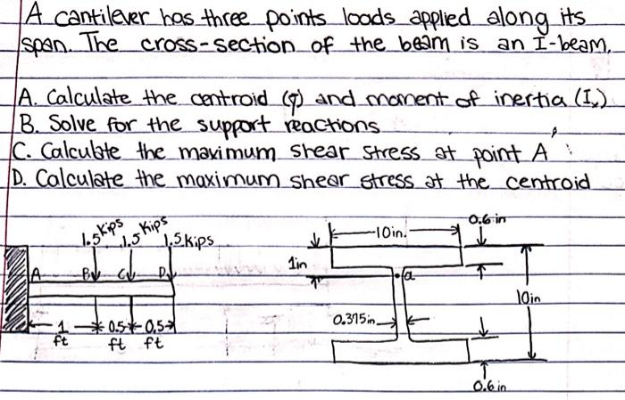 Solved A cantilever has three points loads applied along its | Chegg.com