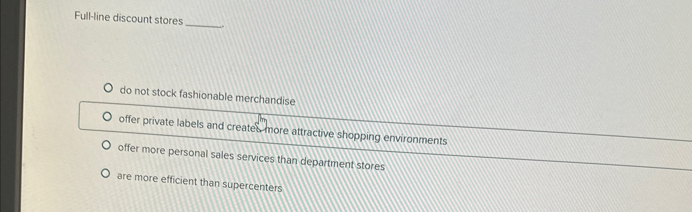 Solved Full-line discount storesdo not stock fashionable | Chegg.com