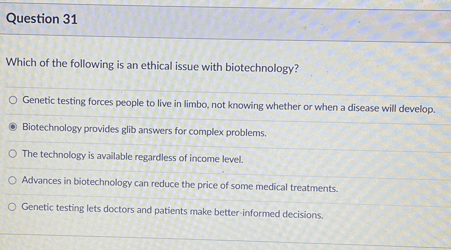 Solved Question 31Which of the following is an ethical issue | Chegg.com