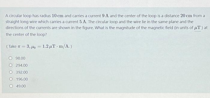 Solved A circular loop has radius 10 cm and carries a | Chegg.com