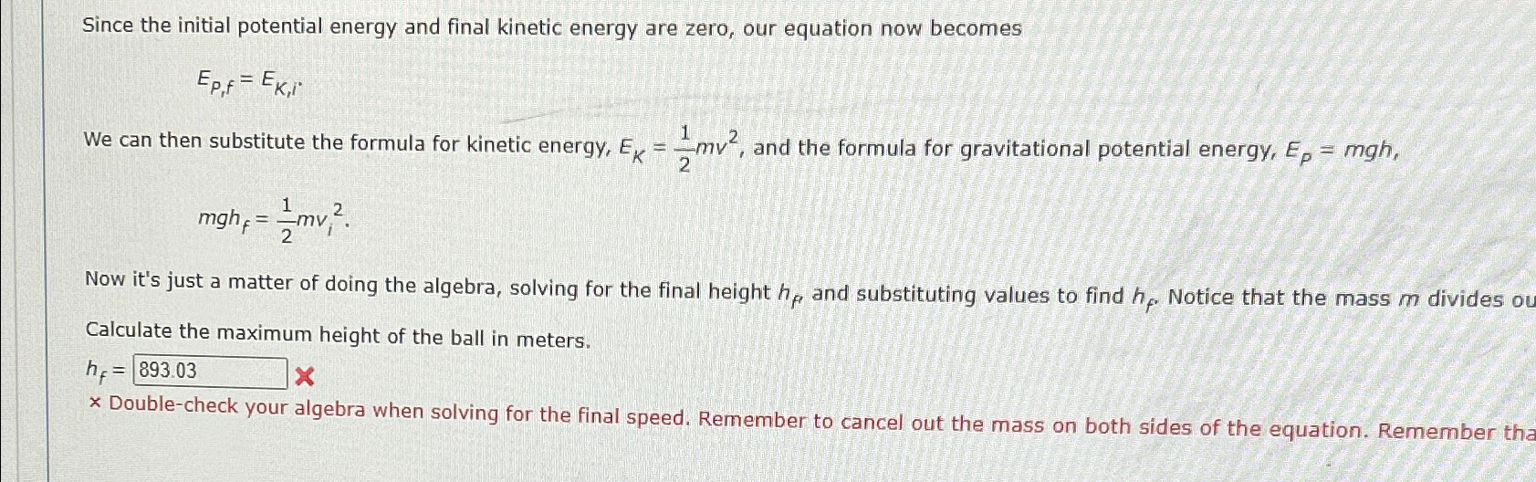 Solved Since the initial potential energy and final kinetic | Chegg.com