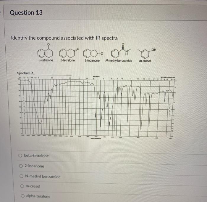 Solved Question 13 Identify the compound associated with IR | Chegg.com