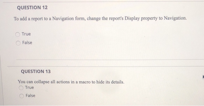 Solved QUESTION 12 To add a report to a Navigation form, | Chegg.com
