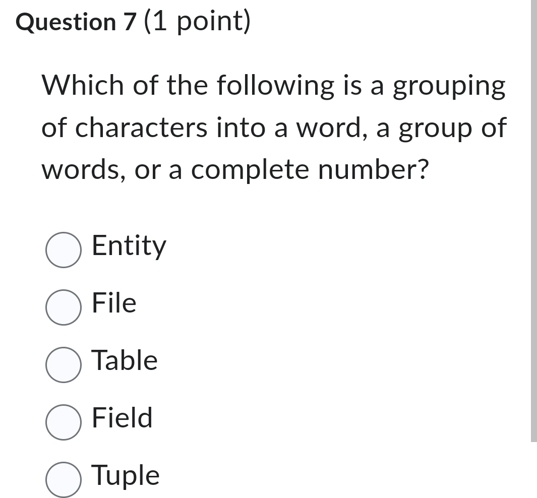 Solved Question 7 (1 ﻿point)Which of the following is a | Chegg.com