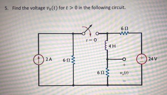 Solved Find the voltage v0(t) ﻿for t>0 ﻿in the following | Chegg.com