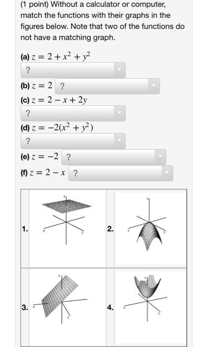 Solved (1 point) Without a calculator or computer, match the | Chegg.com
